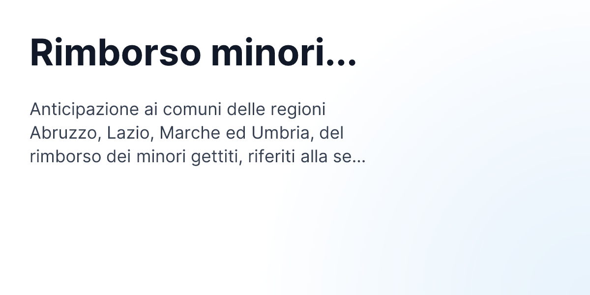 Rimborso minori gettiti IMU ai comuni terremotati | Progetto Omnia