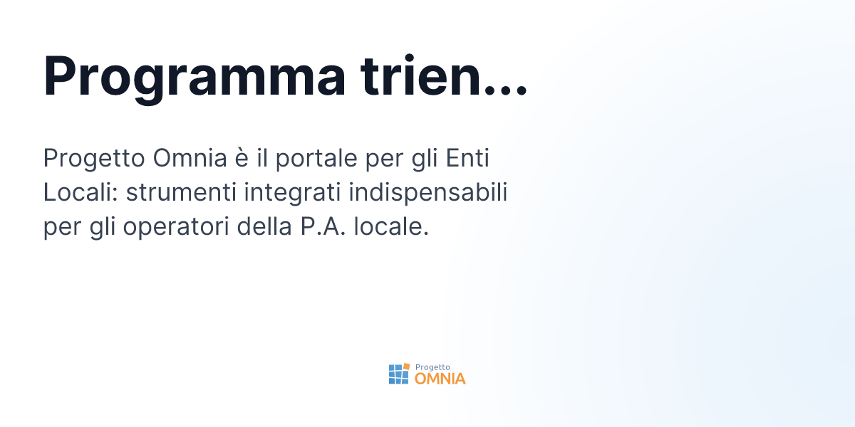 Programma triennale dei lavori pubblici | Progetto Omnia