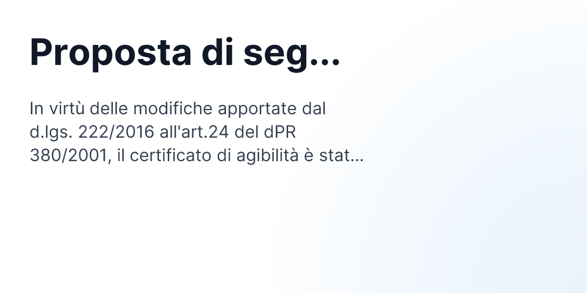 Proposta di segnalazione certificata d'agibilità (SCA) a seguito dell ...
