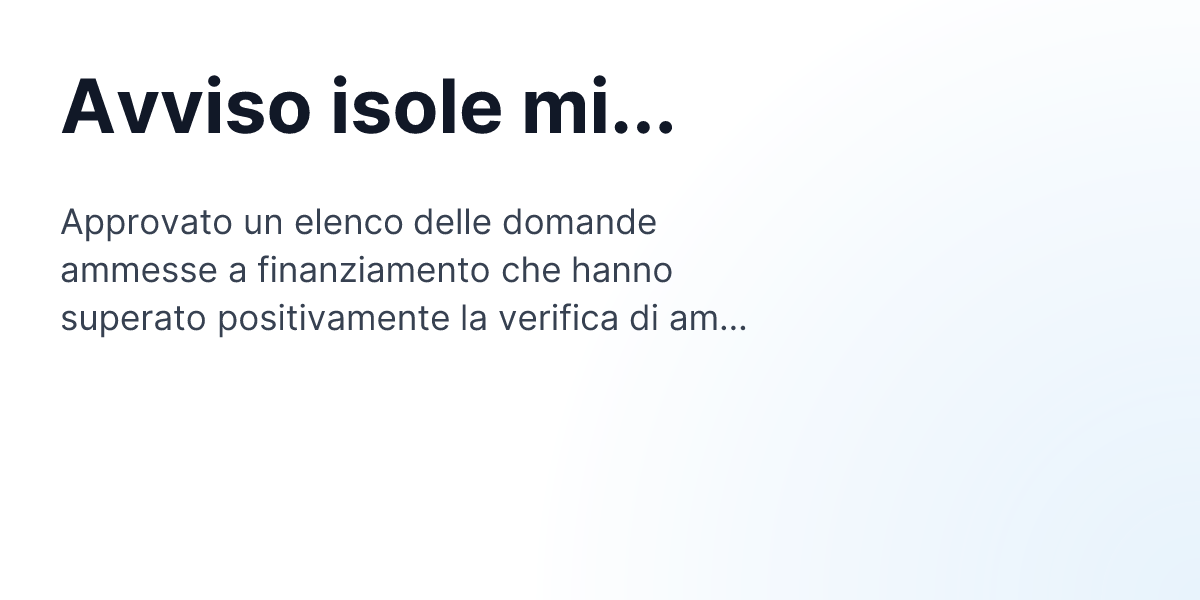 Avviso isole minori (approdi ed elisuperfici): elenco delle domande ...