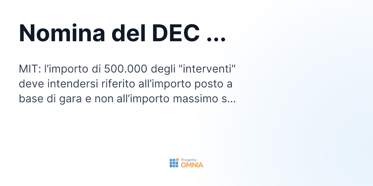 Nomina del DEC e incentivazione: come si calcola il limite? | Progetto ...