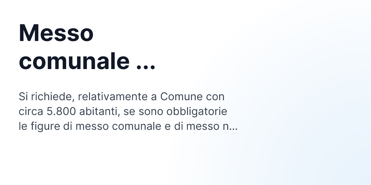Messo comunale e messo notificare | Progetto Omnia