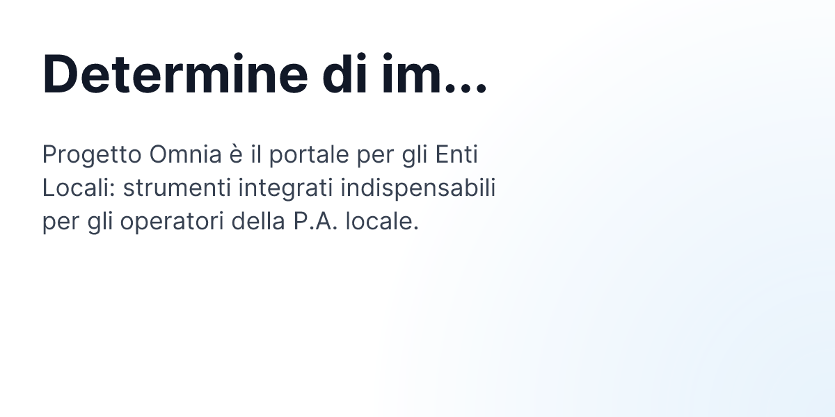 Determine di impegno di spesa | Progetto Omnia