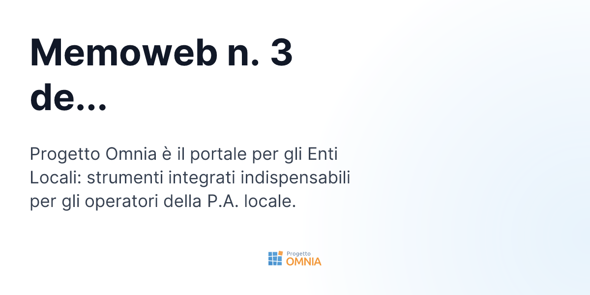 Memoweb n. 3 del 07/01/2021 | Progetto Omnia